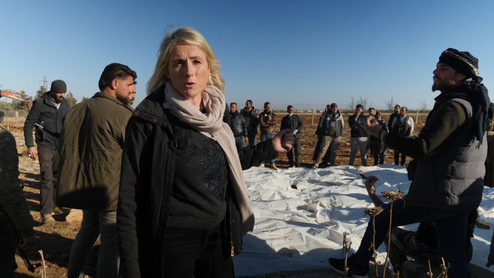 Syria: Sky reports from site of mass grave uncovered in Izraa | World News | Sky News