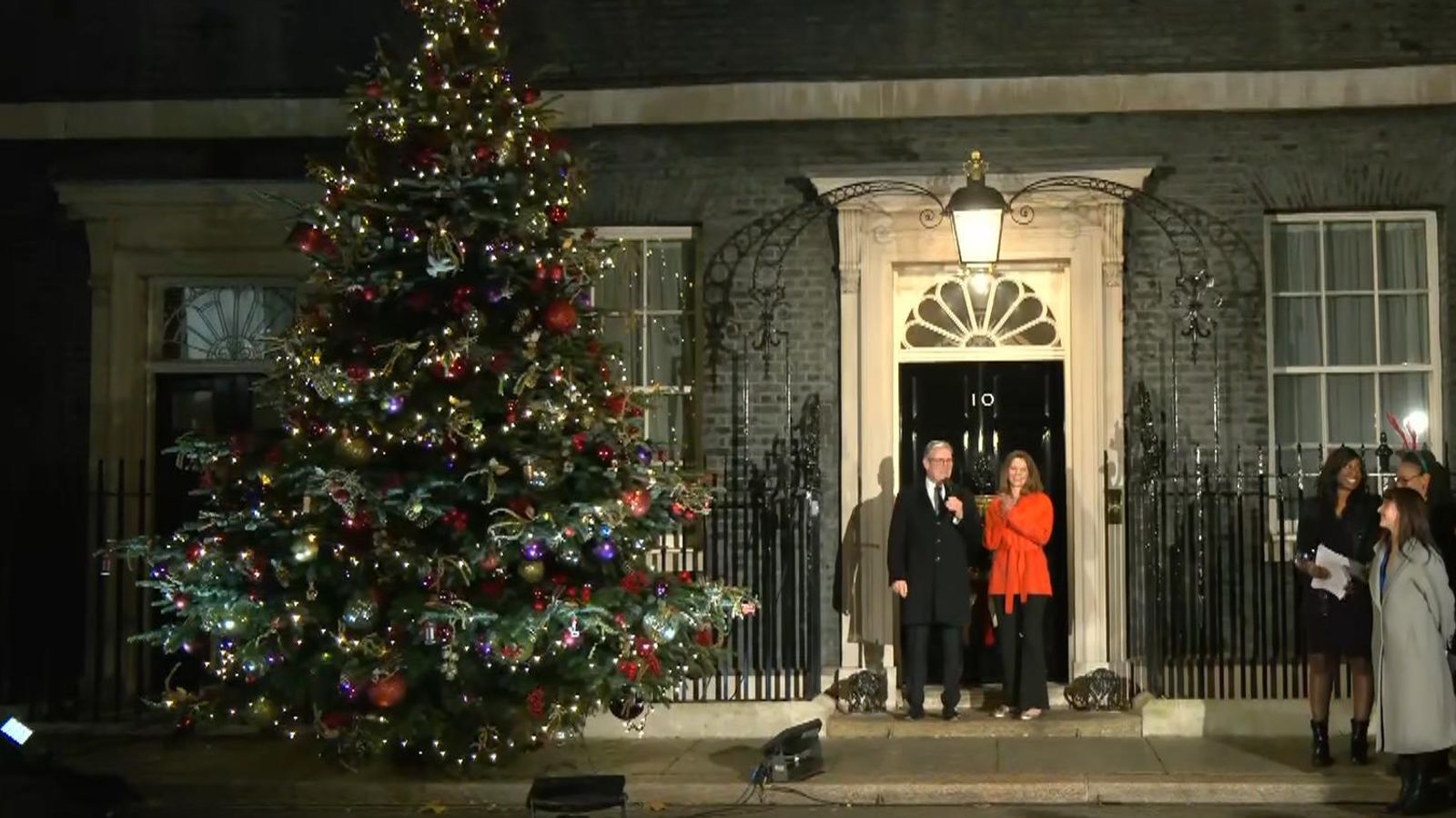 Prime Minster Sir Keir Starmer turns on Downing Street Christmas lights ...