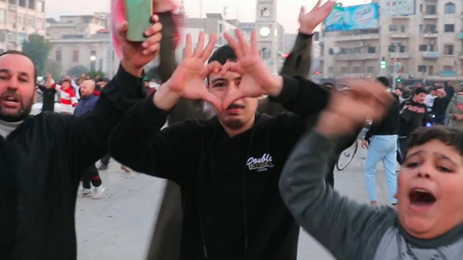 Celebrations in Syrian city of Hama as Assad government is driven out ...