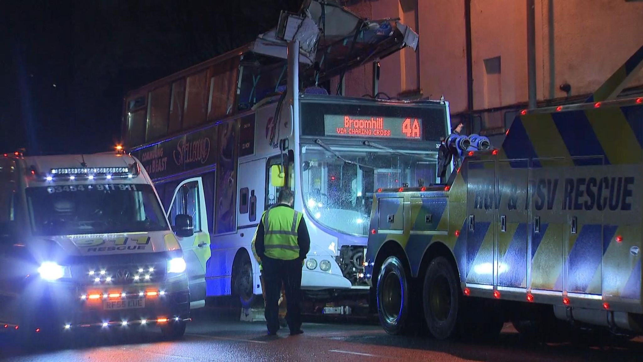 Glasgow: Several injured after double decker bus hits bridge and roof rips off | UK News | Sky News