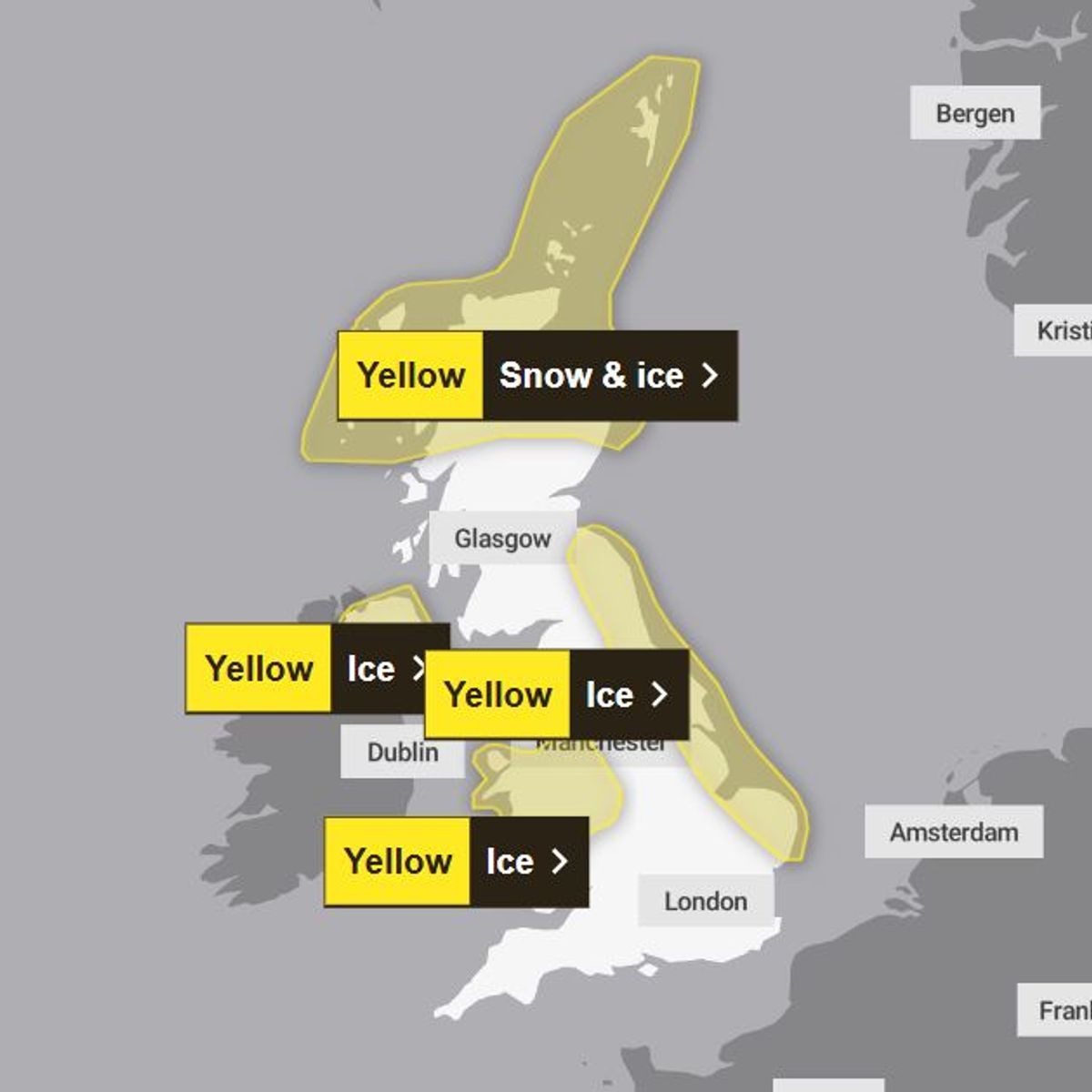 UK weather: New ice warnings issued and runway closure causes travel ...