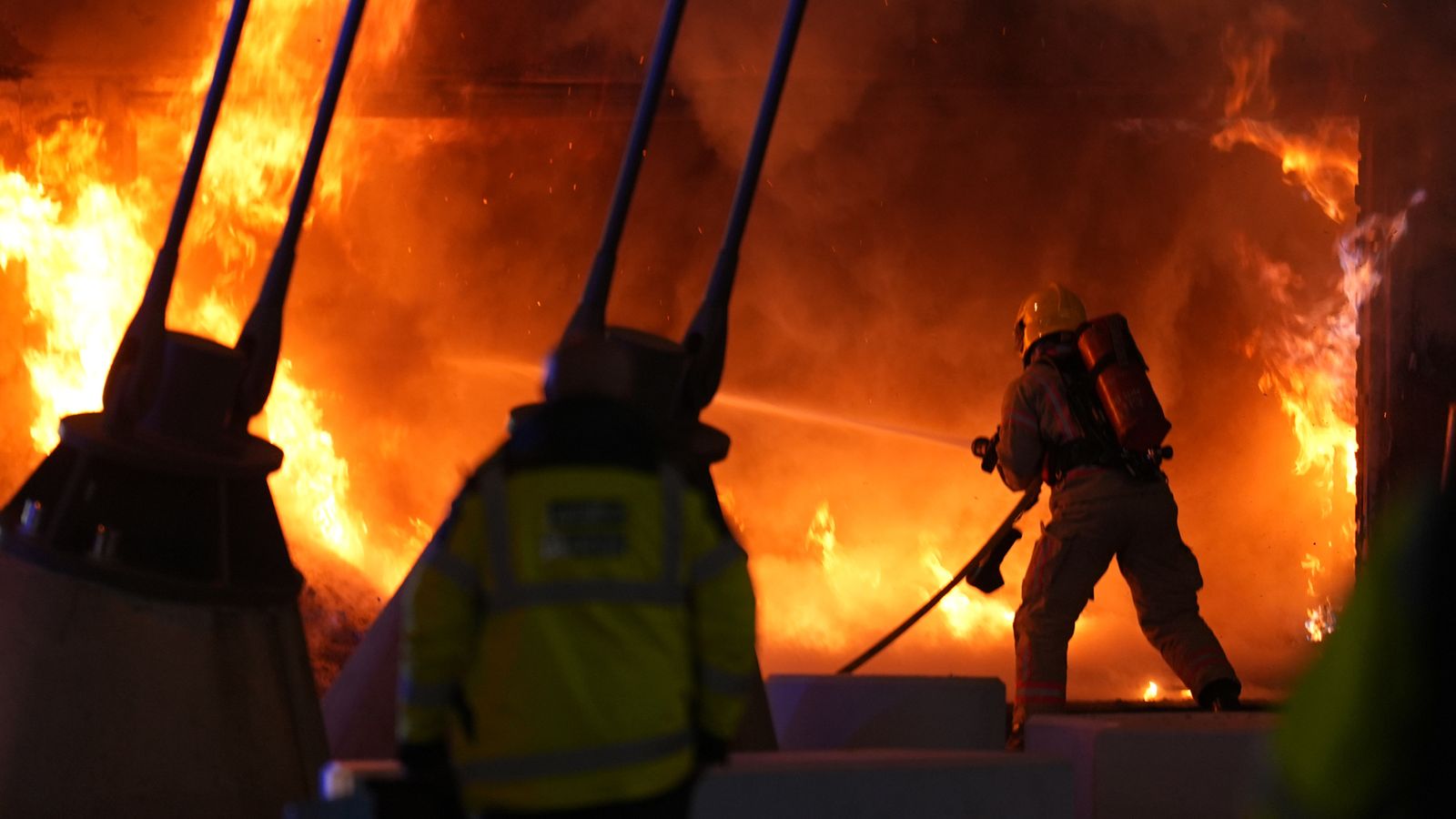 Merchandise stand catches fire outside Manchester City's stadium ahead ...