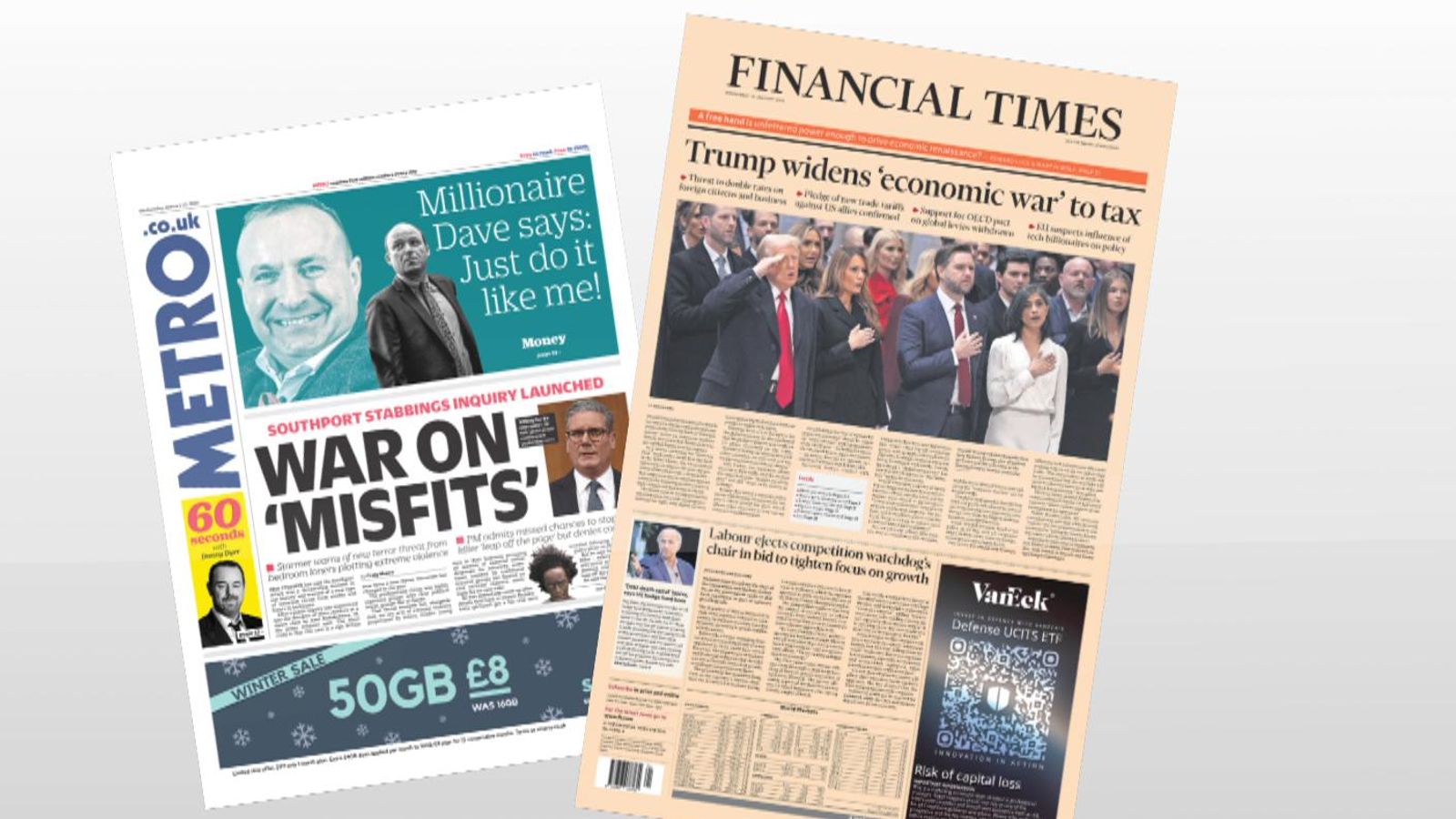 Wednesday's national newspaper front pages | UK News | Sky News