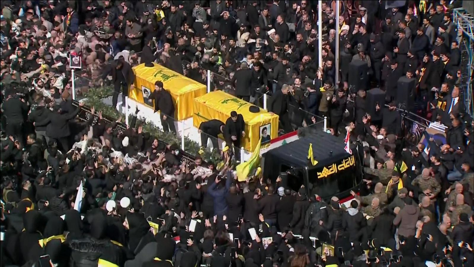 Thousands gathered in Beirut stadium to attend the funeral of former ...