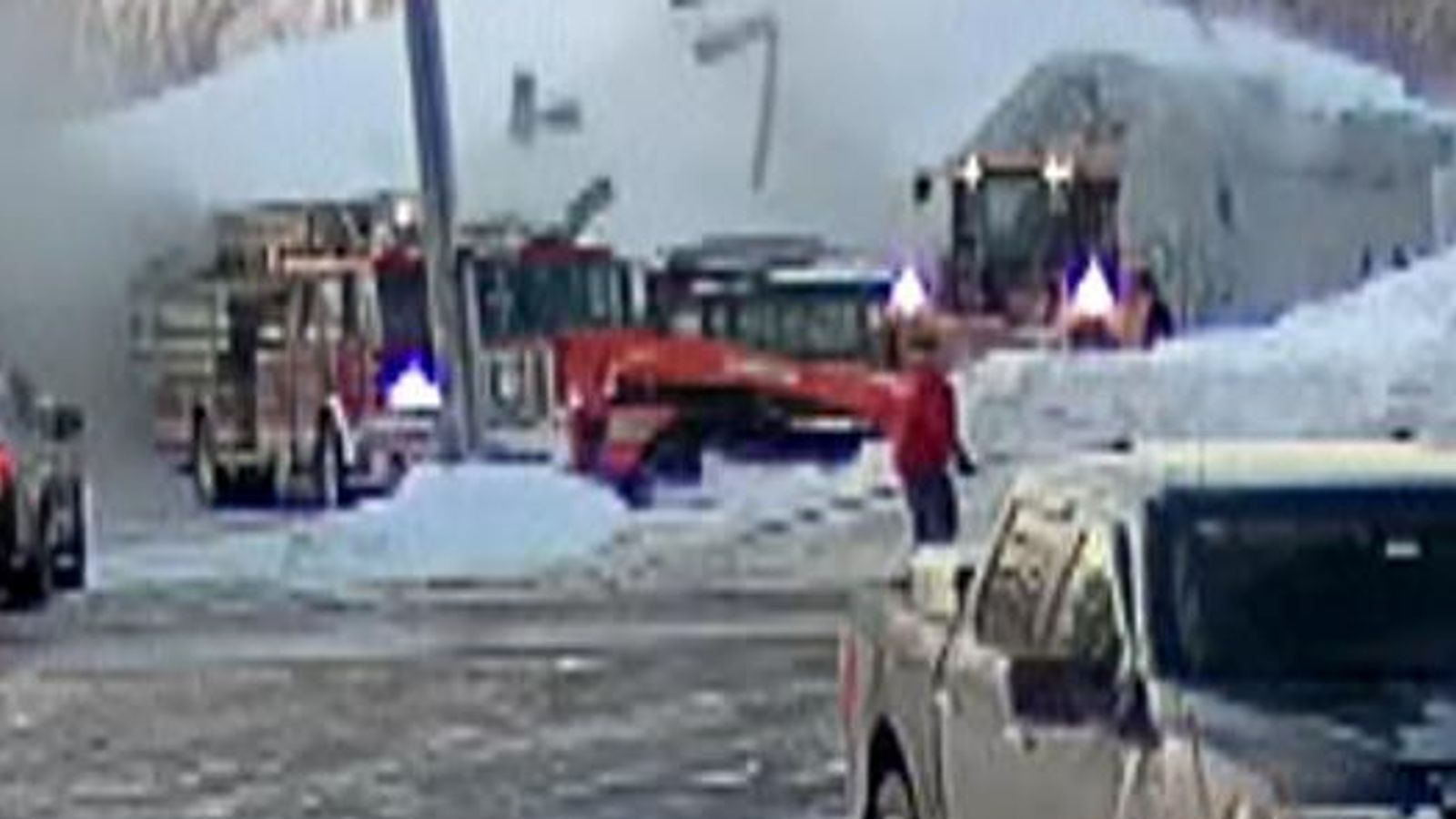 CCTV captures the moment a New York building roof collapsed under the ...