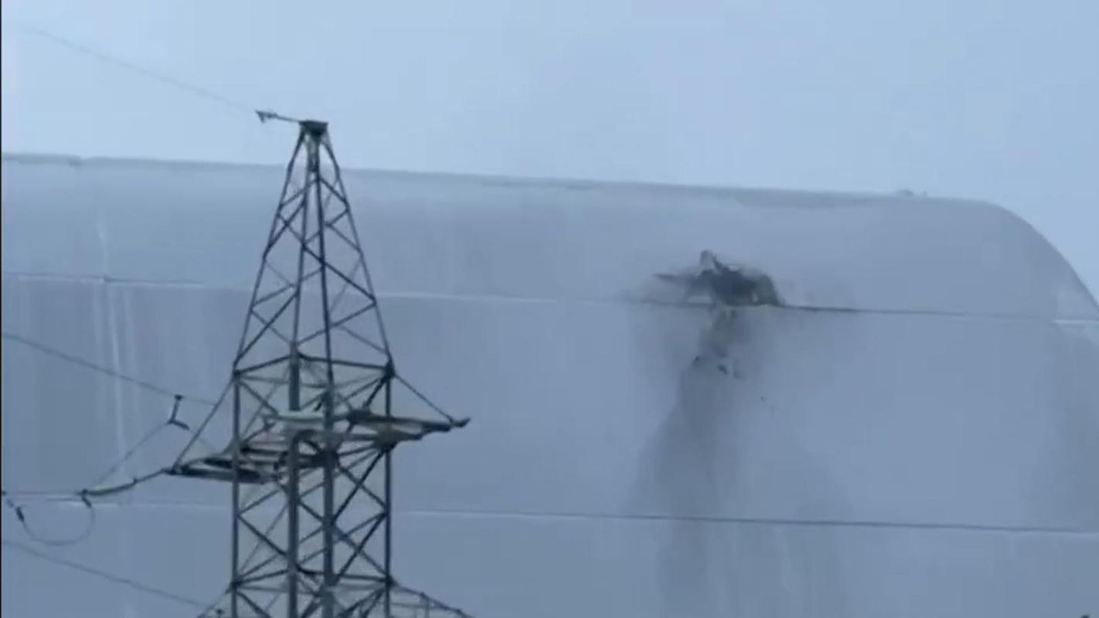 Watch: Moment Russian drone struck Chernobyl reactor shell | World News | Sky News