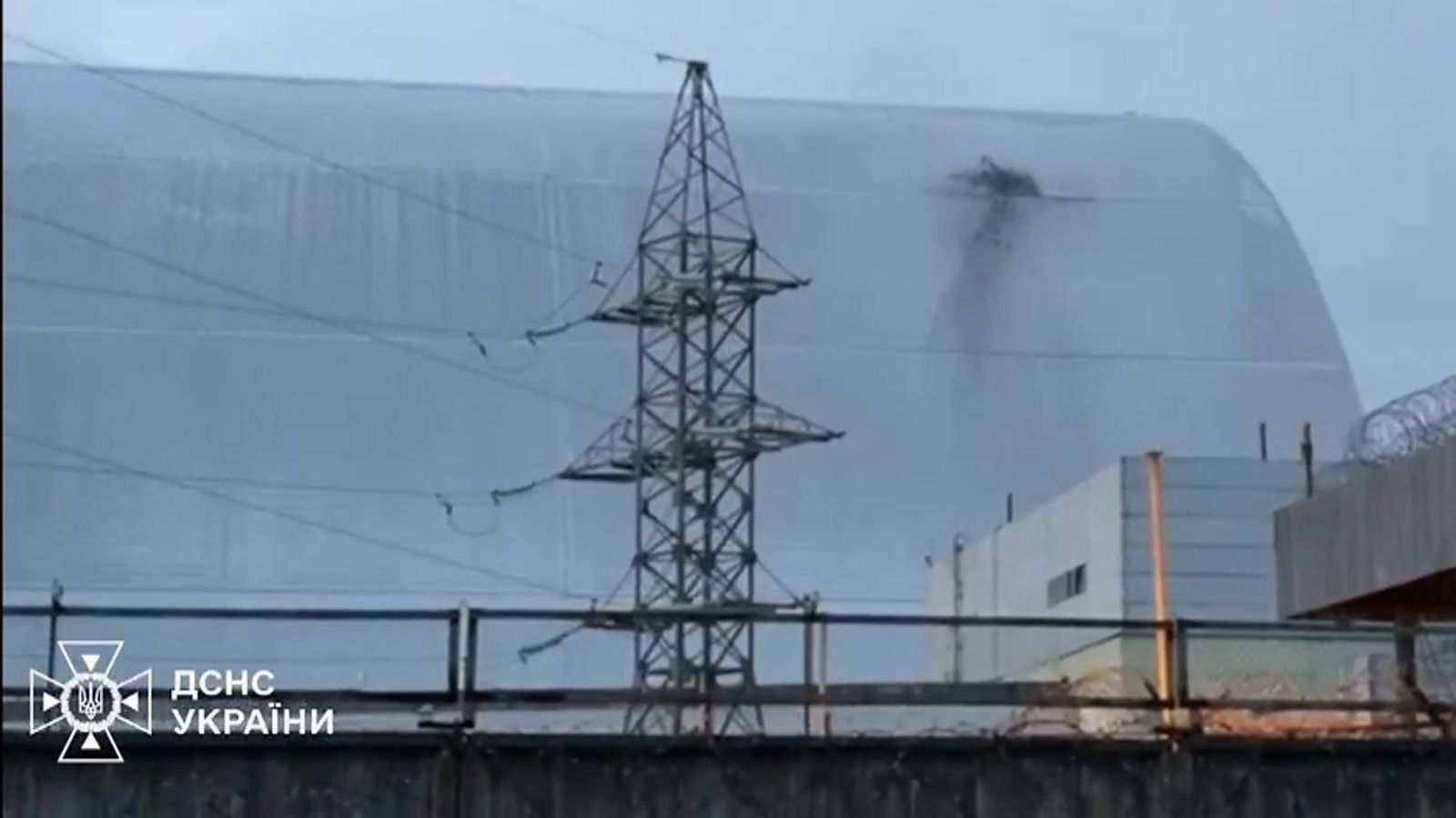 'Russian' drone smashes hole in Chernobyl protective shield and starts fire | World News | Sky News