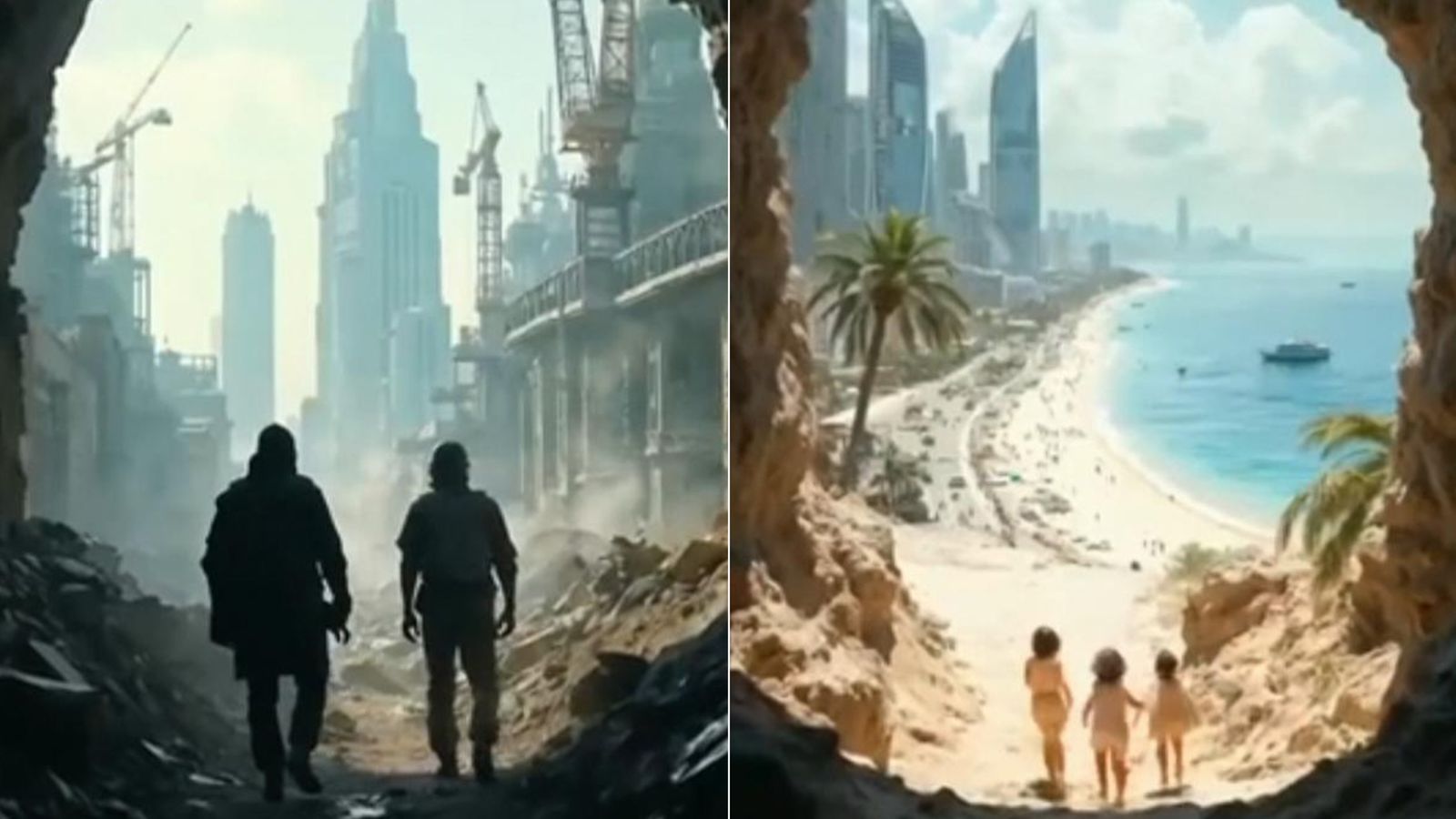 Trump shares AI video of Gaza vision featuring golden statues, bearded ...