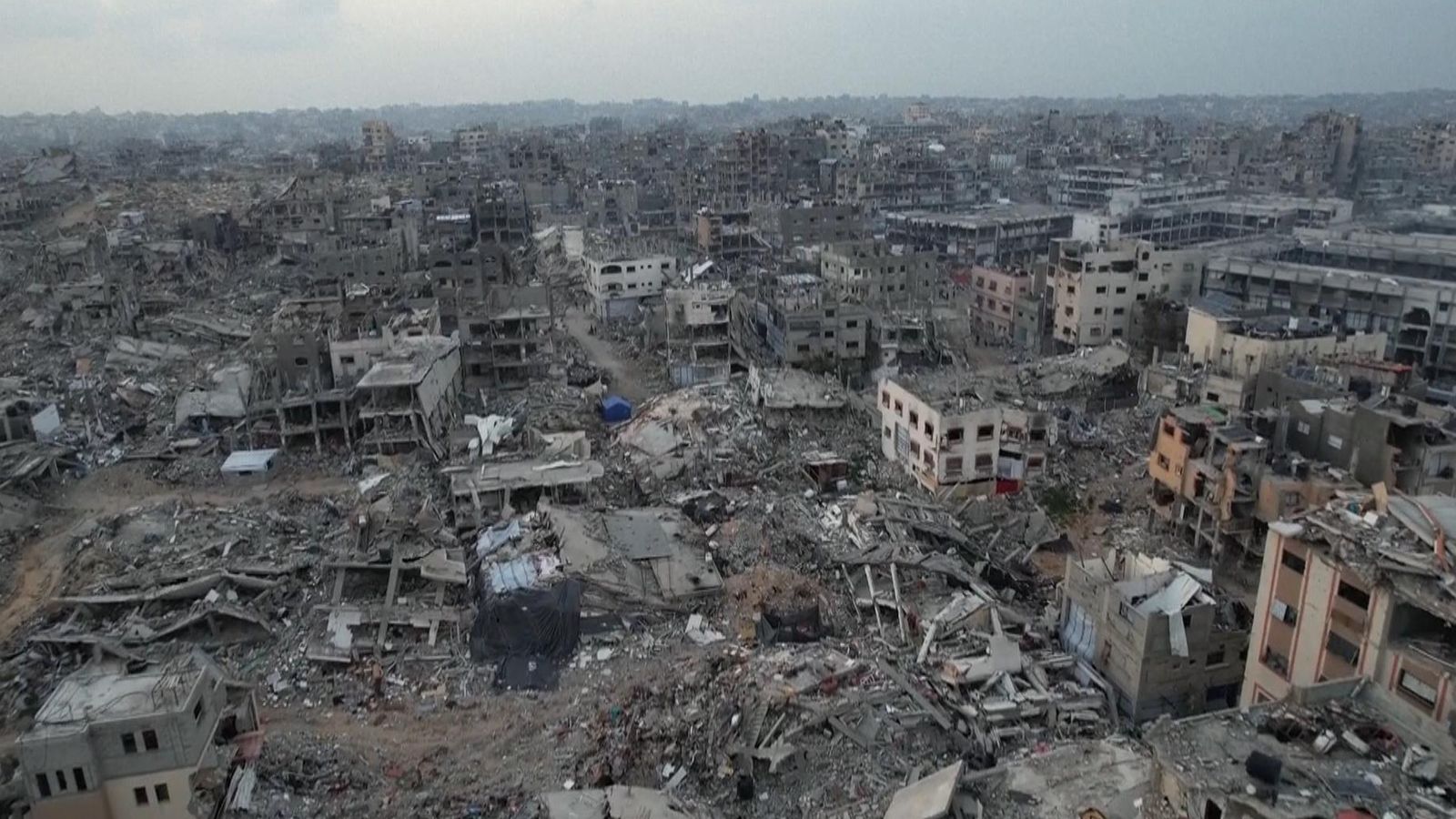 Drone footage reveals devastation in northern Gaza Strip | World News | Sky News