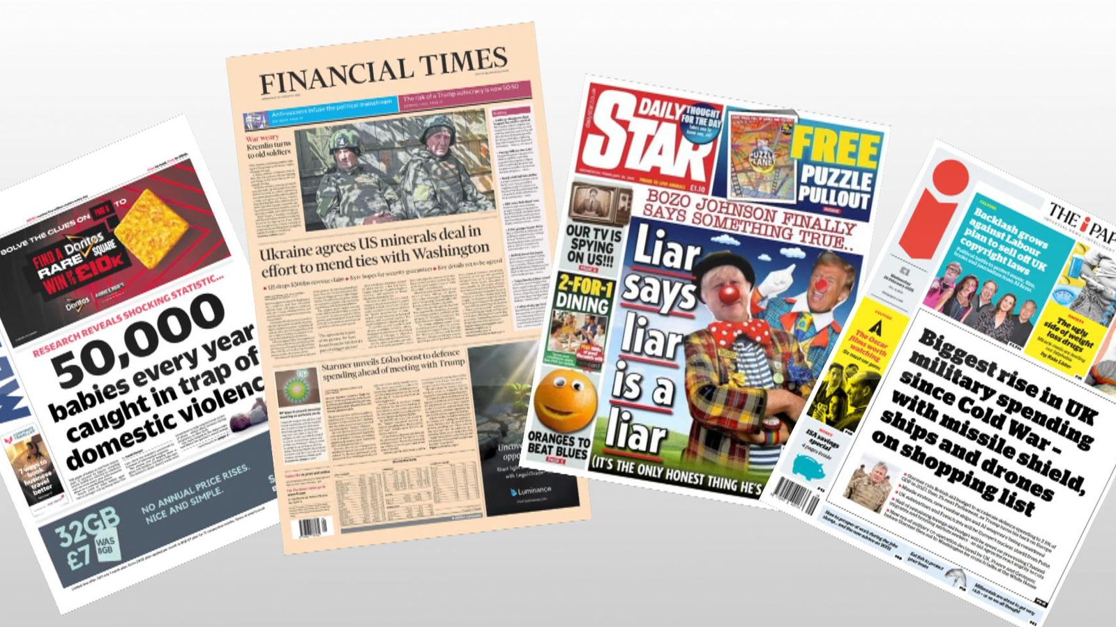 Wednesday's national newspaper front pages | UK News | Sky News