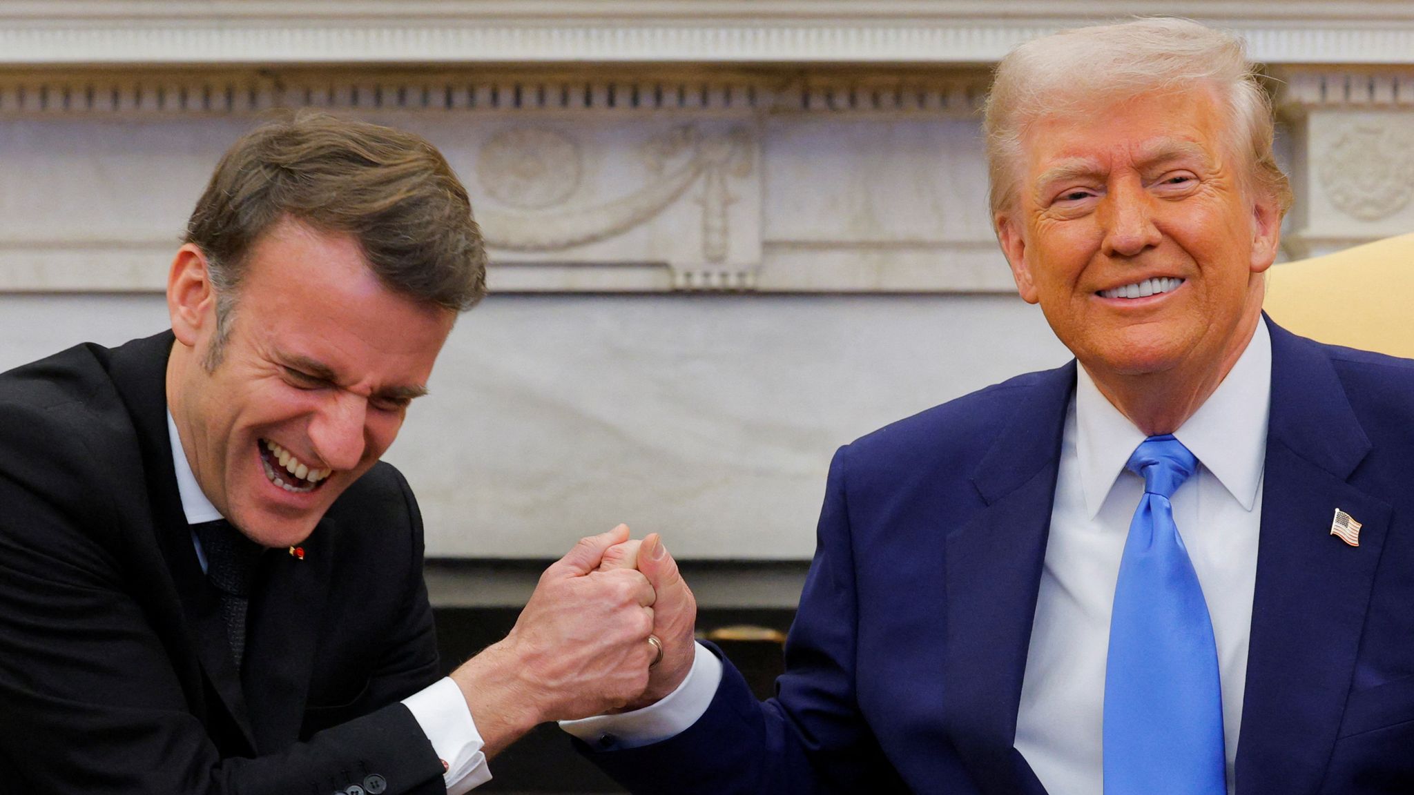 Trump's optimism meets Macron's caution in carefully choreographed ...
