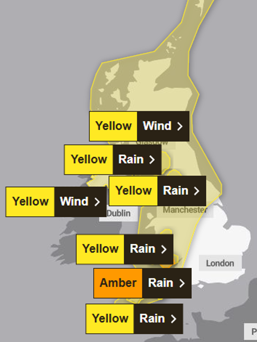 Fresh Amber Warning For Rain As Met Office Issues Alerts For Much Of Uk