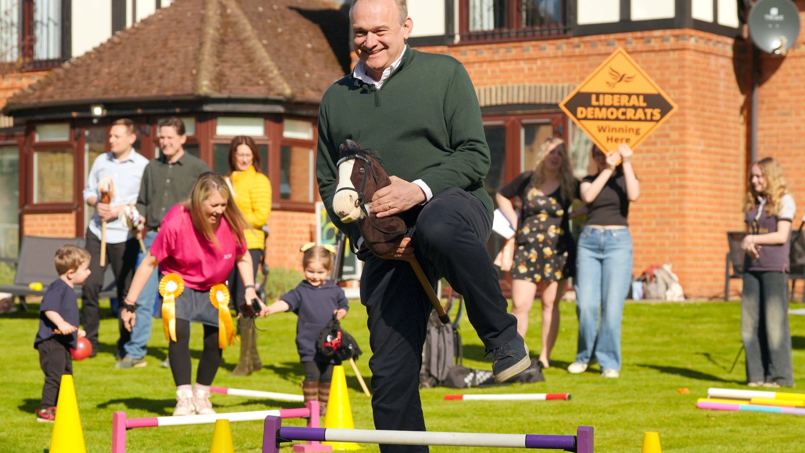 Ed Davey launches Lib Dems local election campaign galloping on hobby ...