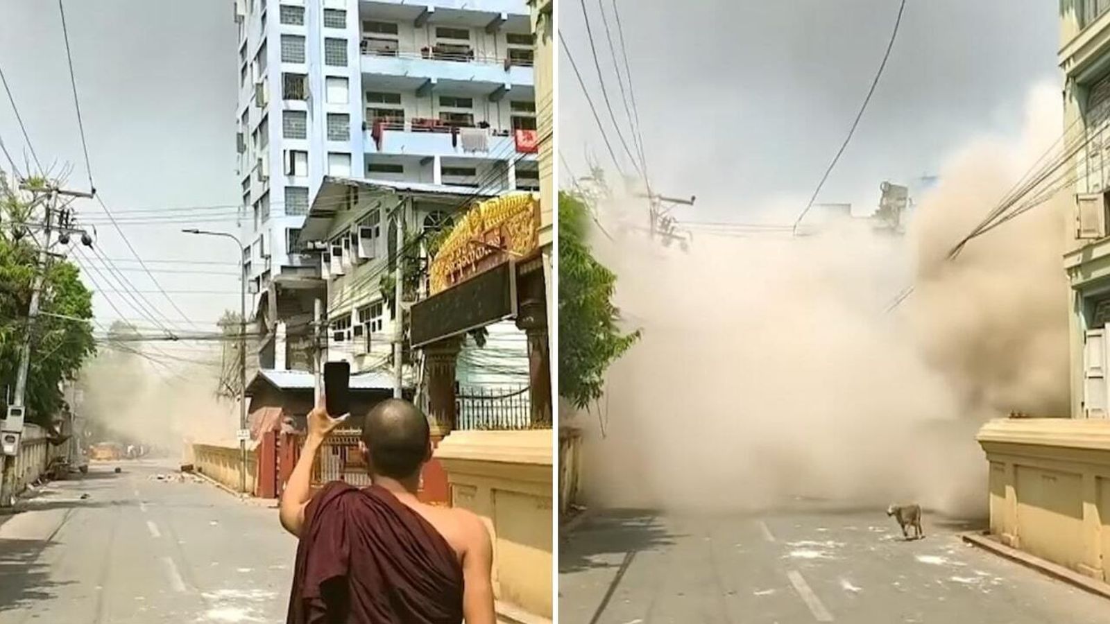 Myanmar earthquake: Footage shows buildings collapse, as more than ...