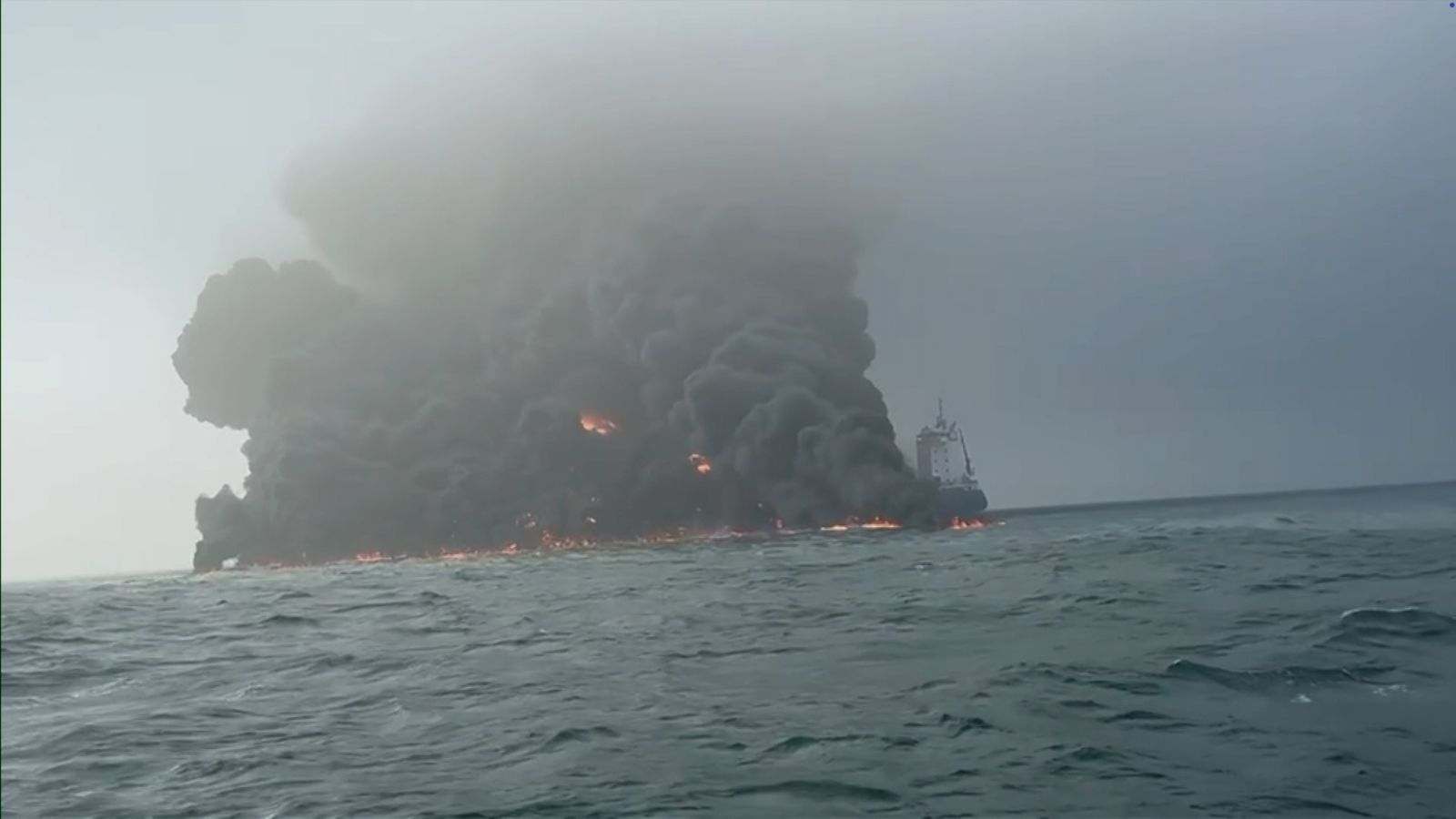 Oil tanker-cargo ship crash: What we know so far | UK News | Sky News