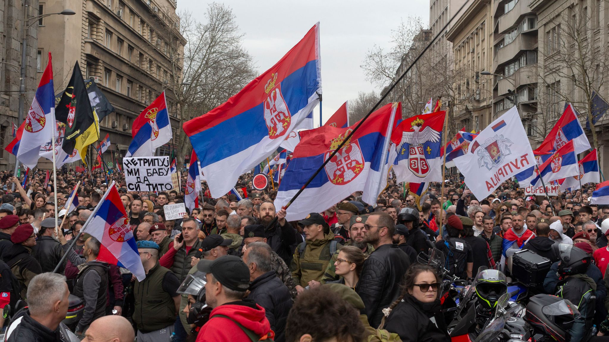 Tens of thousands rally against Serbian government in biggest challenge yet to president's rule ...