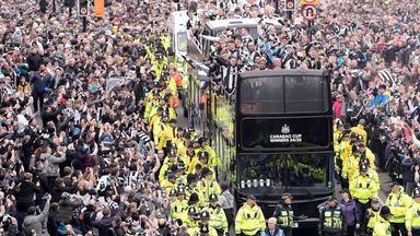 Newcastle United fans line the streets to mark club's historic cup win ...