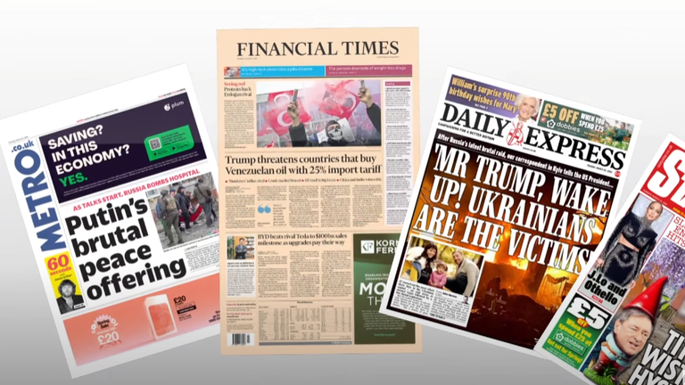 Press Preview: Sunday's national newspaper front pages | UK News | Sky News