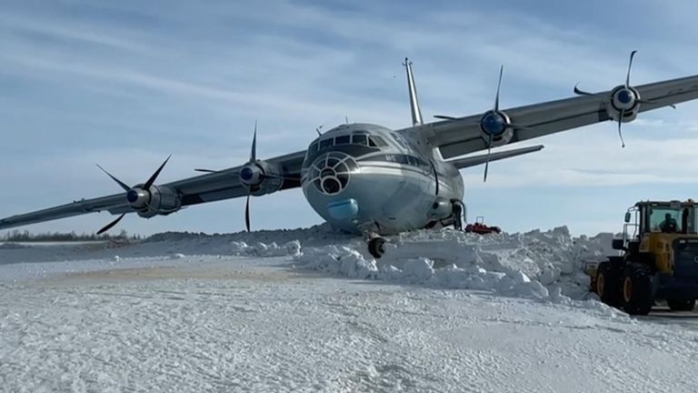 Moment cargo plane skids off runway in central Russia | World News ...