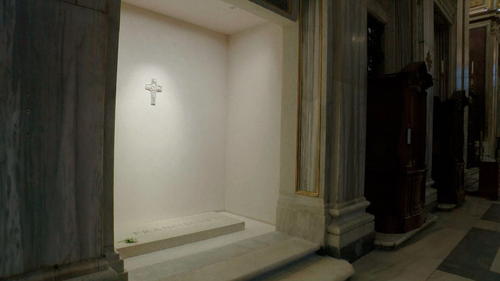 Pope’s tomb inside Mary Major Basilica in Rome | World News | Sky News