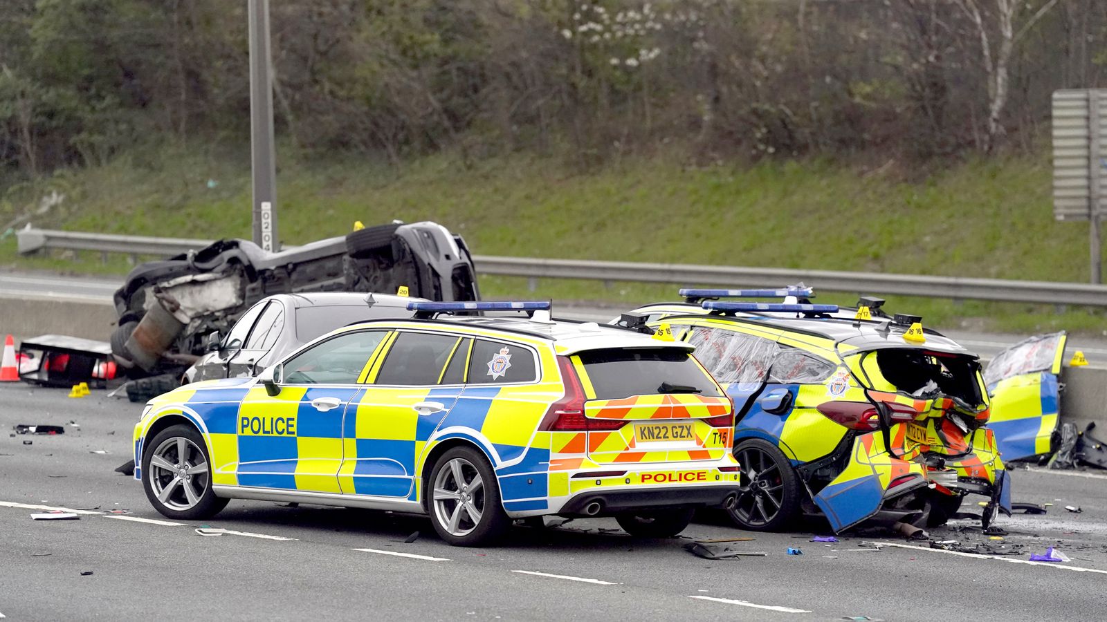 Crash involving five police cars injures seven officers and shuts A1 ...