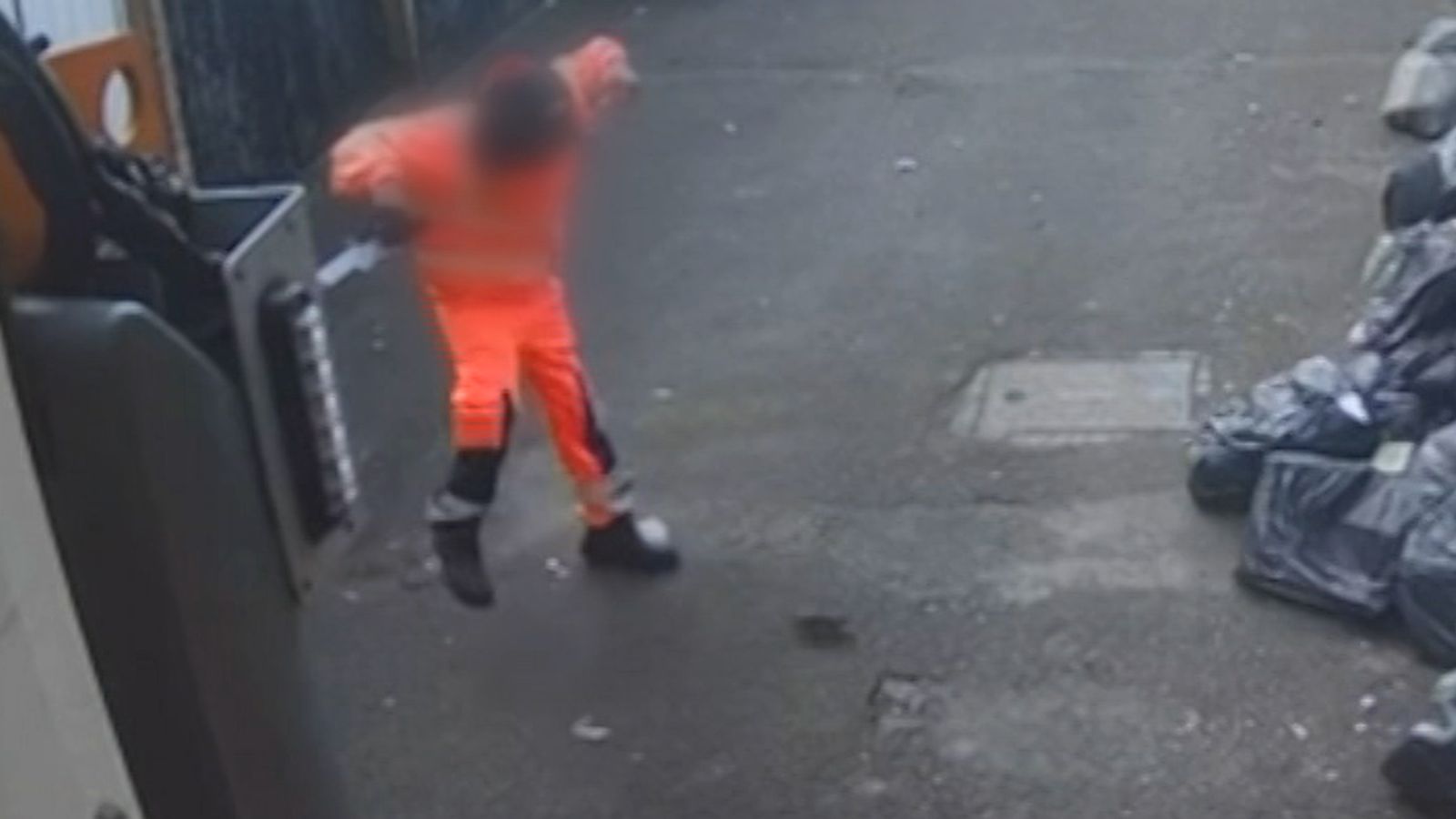 CCTV footage shows rats chasing clean-up workers as they try to collect ...