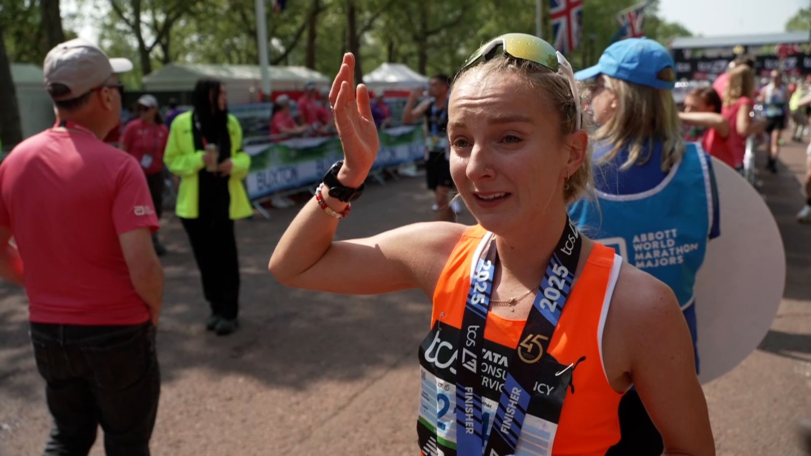 London Marathon runner reacts to achieving personal best in race | UK ...