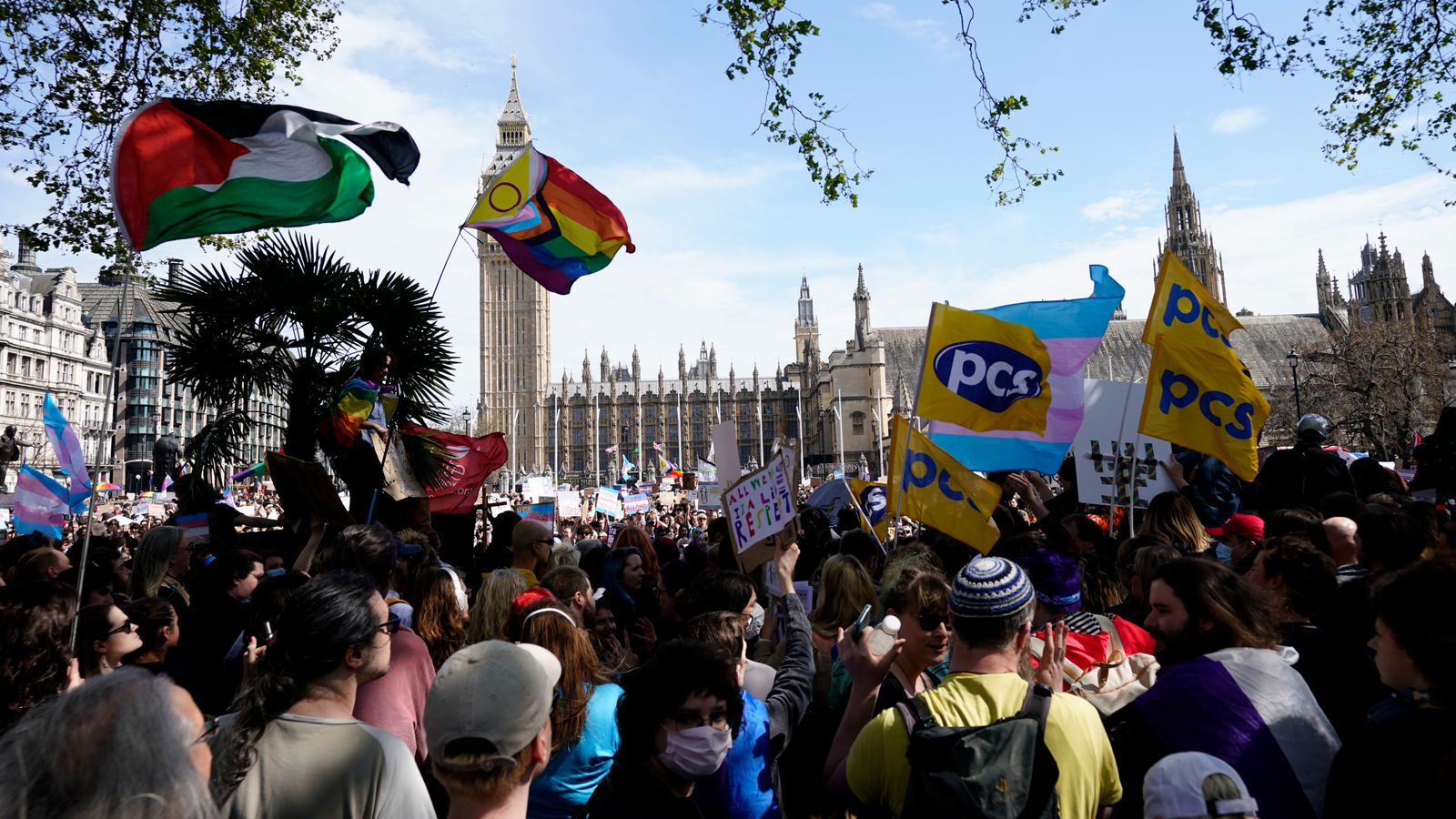 Thousands of trans rights activists gather in London after Supreme ...