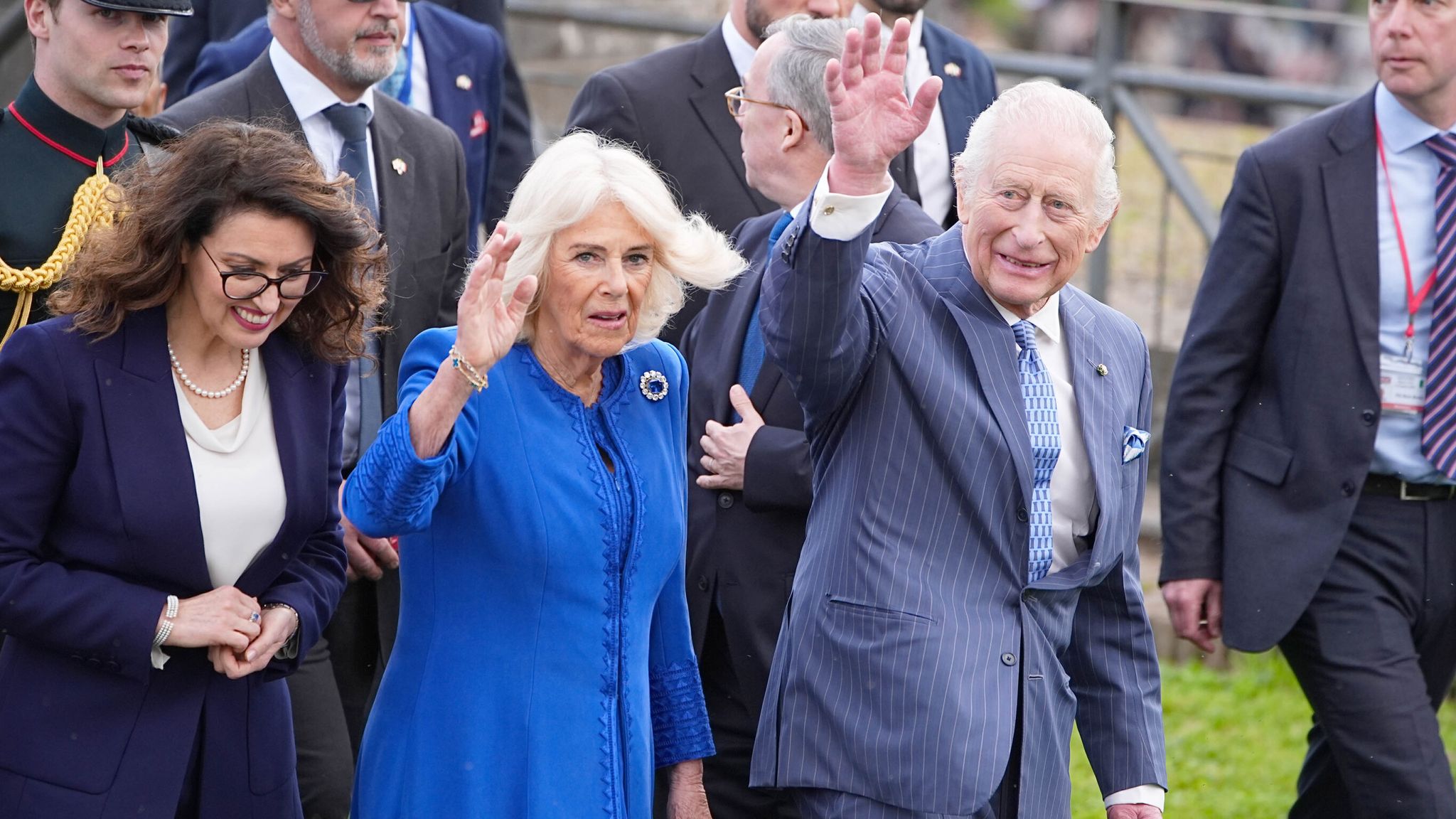 King and Queen watch flypast over Rome and see famous landmarks during ...