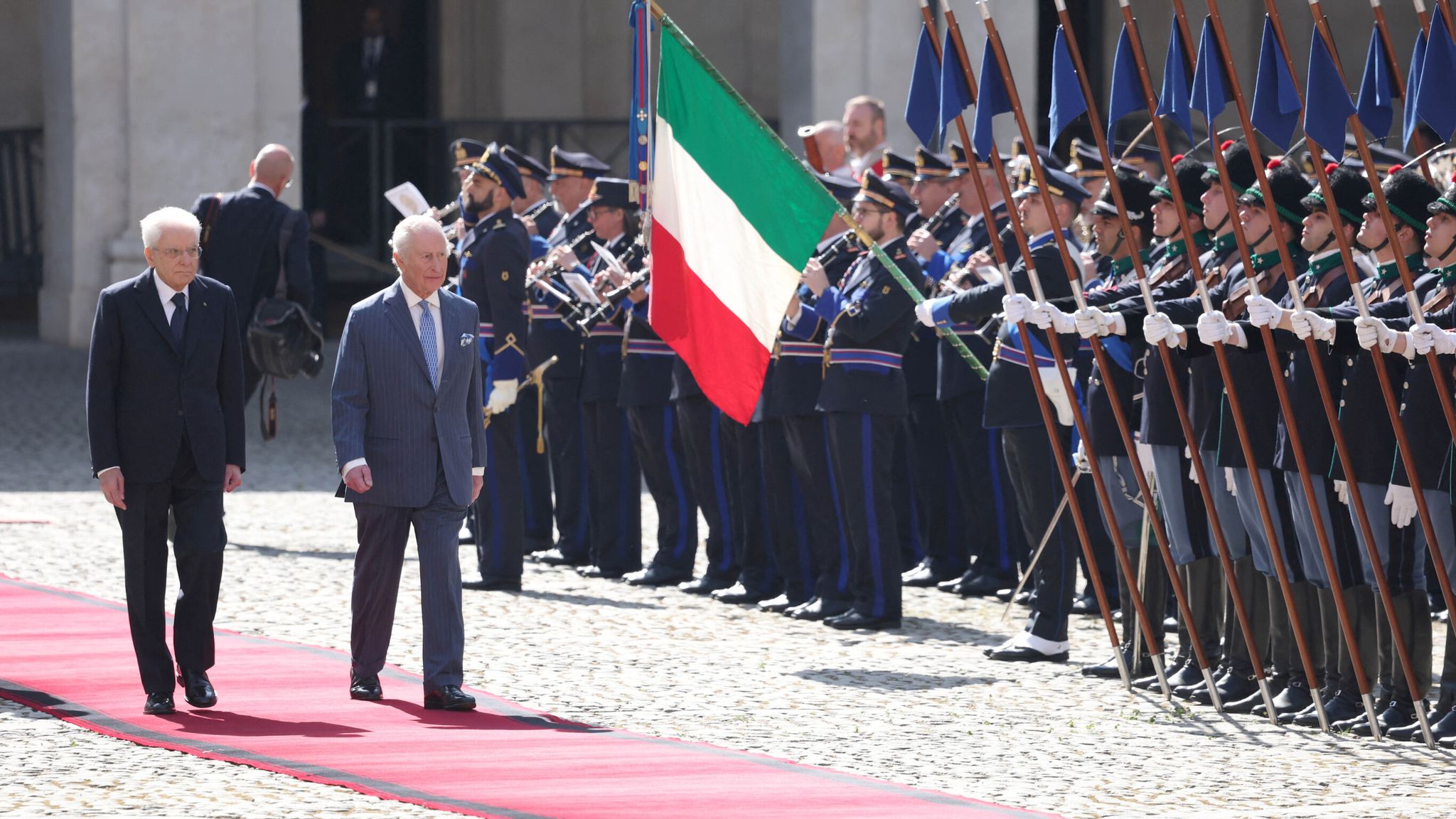King and Queen watch flypast over Rome and see famous landmarks during ...