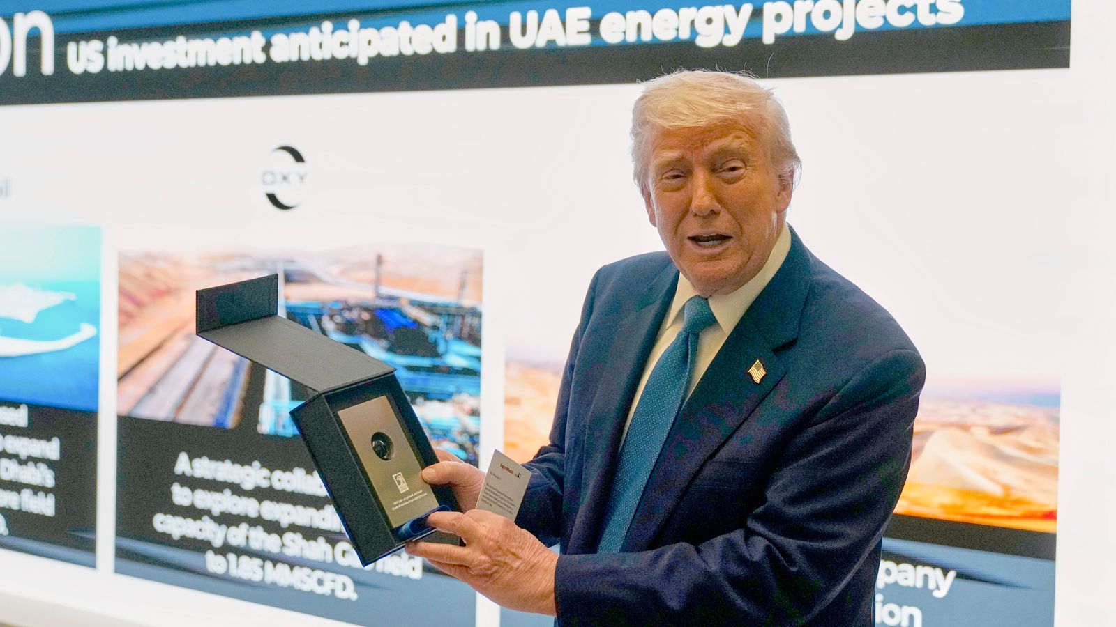 Trump live: US president 'not thrilled' with 'drop of oil' gift on UAE ...