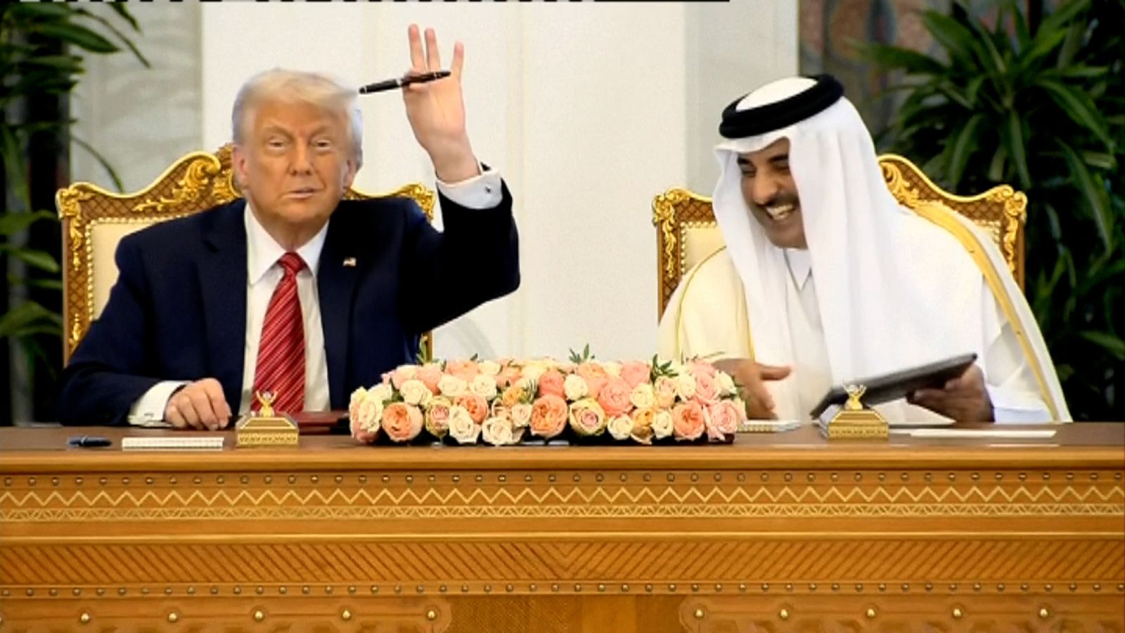Trump and Emir of Qatar sign aviation and defence agreements | World ...