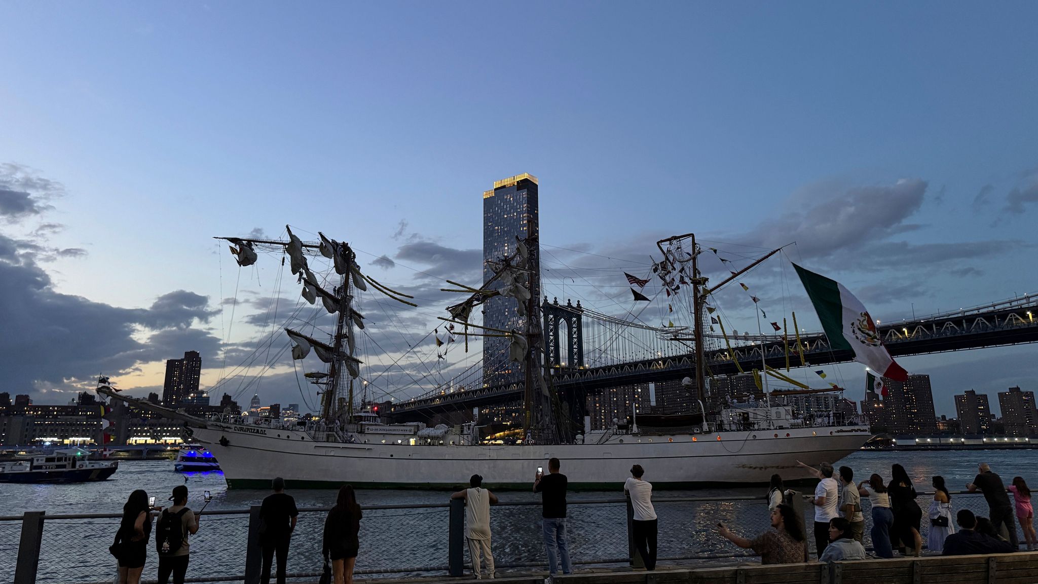 Mexican navy ship crashes into New York's Brooklyn Bridge - two dead and others injured | US ...