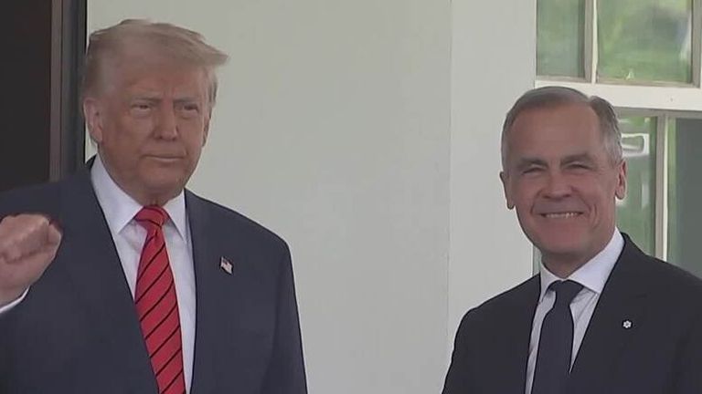 US President Donald Trump meets Canadian Prime Minister Mark Carney at ...