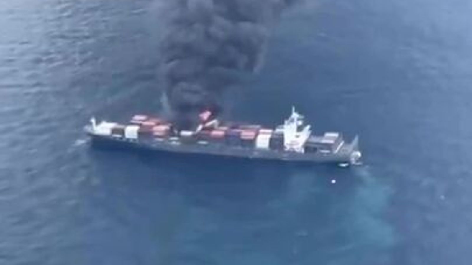 Watch: Singaporean container vessel on fire after blasts heard aboard ...