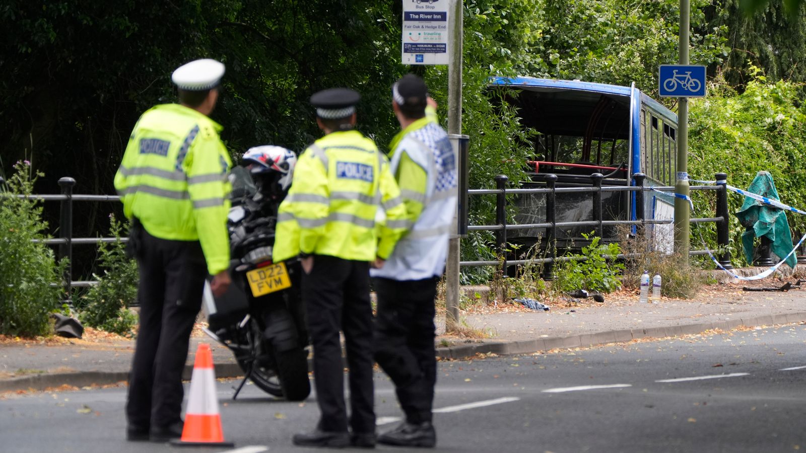 Five people taken to hospital after double-decker bus carrying students crashes into river in ...