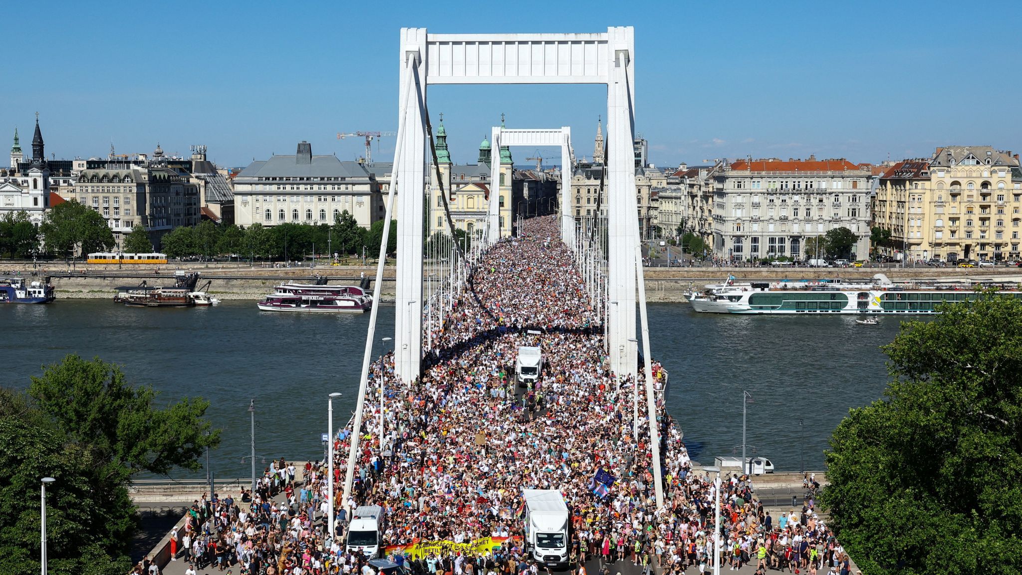 Thousands defy ban to join Pride march in Budapest | World News | Sky News
