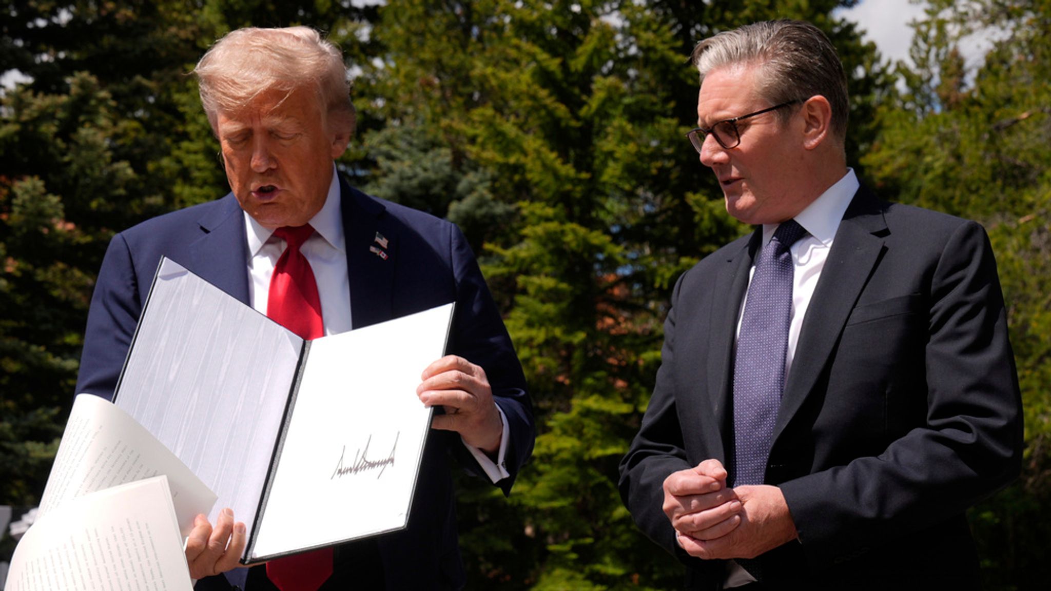 US-UK trade deal 'done', says Trump as he meets Starmer at G7 ...
