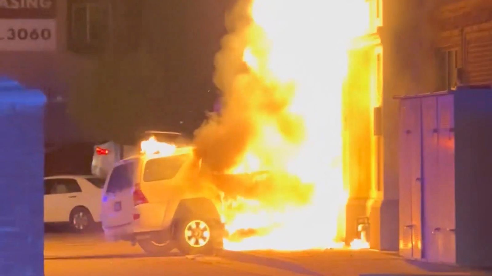 Domino's blazes after car crashes into store in Utah | News UK Video ...