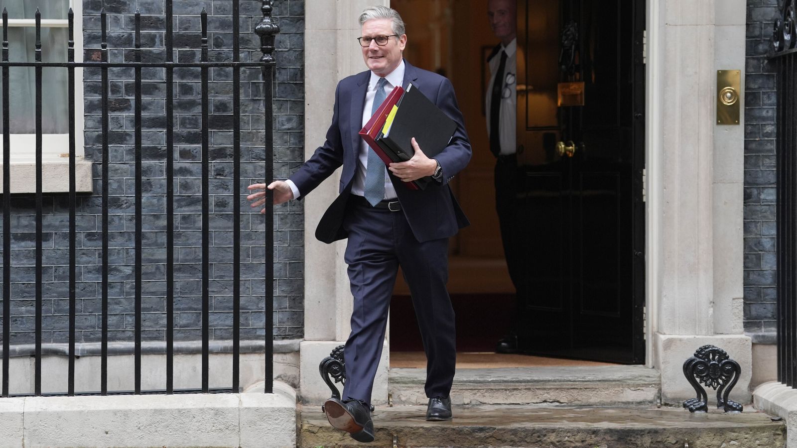 Prime Minister stumbles out of No 10 on way to PMQs | Politics News | Sky News