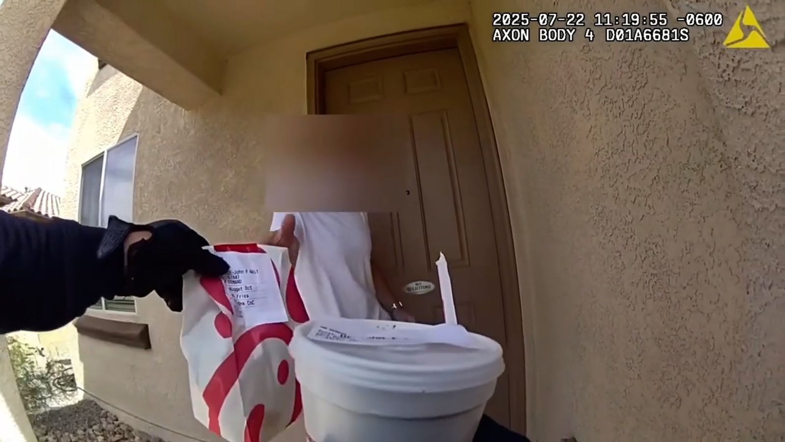 Police officer delivers food after driver arrested | US News | Sky News