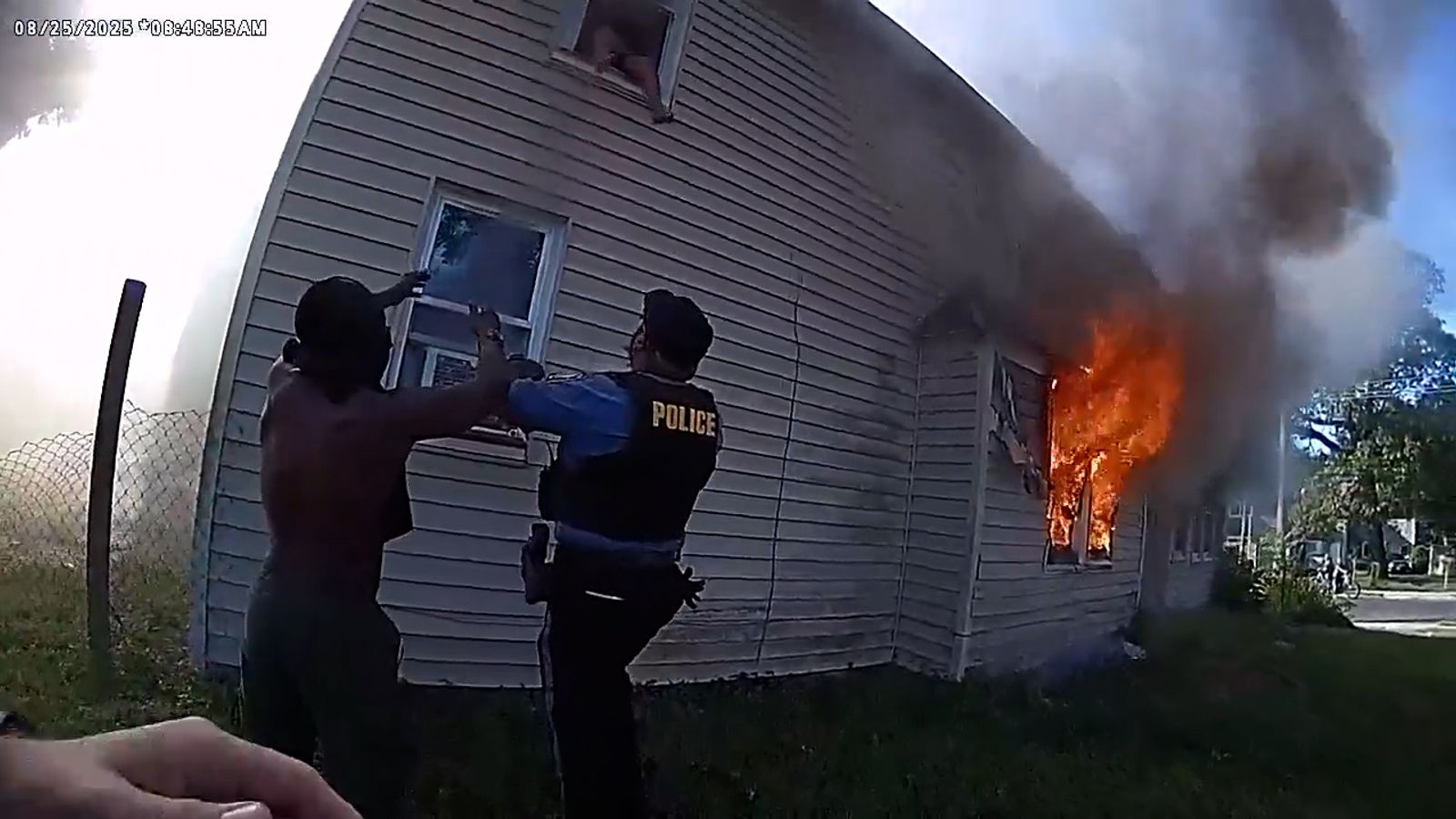 Police catch child who jumps from second storey of burning house | US ...