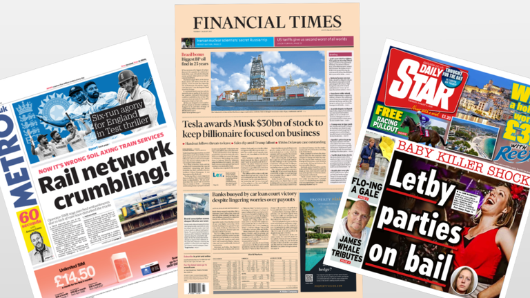 Press Preview: Thursday's front pages | UK News | Sky News