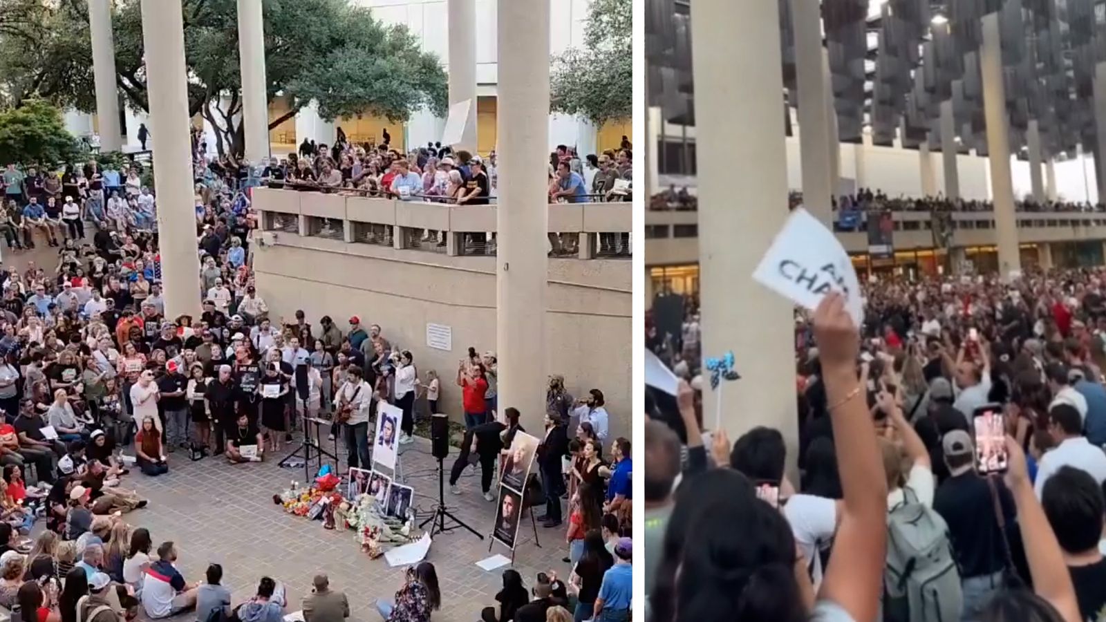 Chants of 'USA' and 'Christ is king'' at Charlie Kirk vigil attended by hundreds at Texas ...