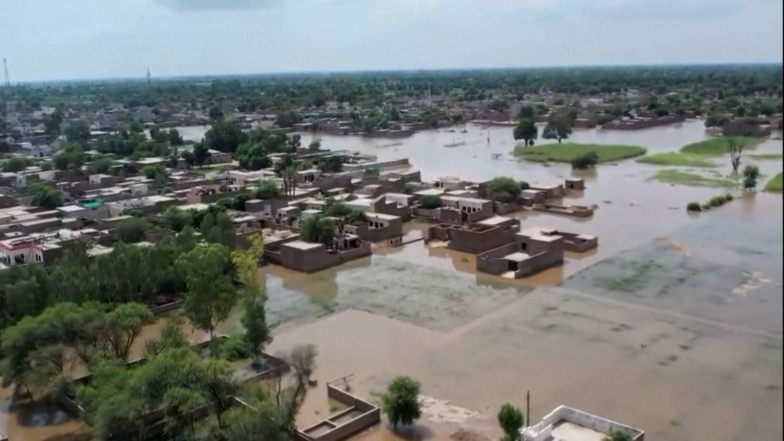 Drone footage shows extent of devastating floods in Pakistan | World News | Sky News