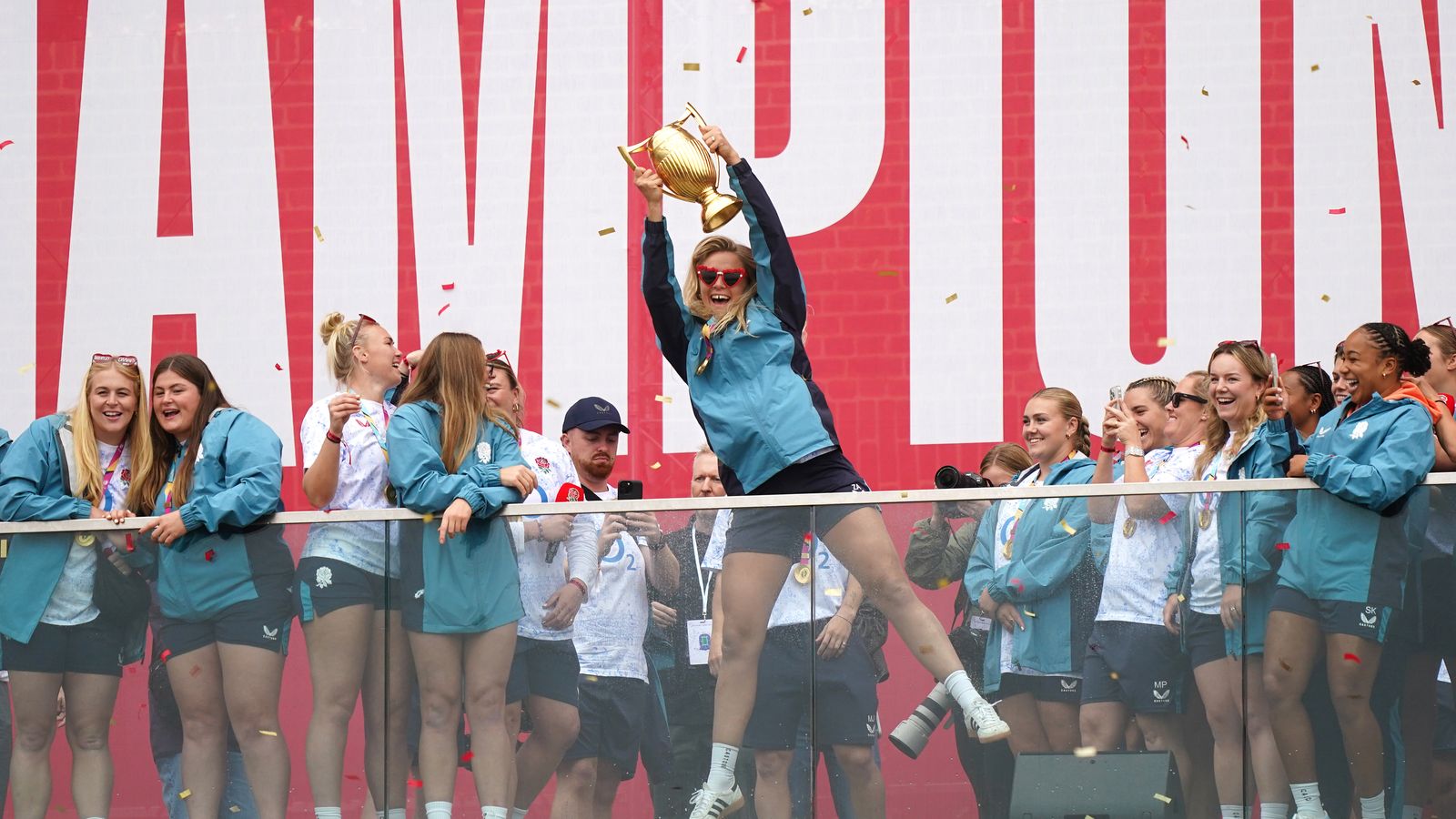England's Red Roses celebrate World Cup victory with Champions Party ...