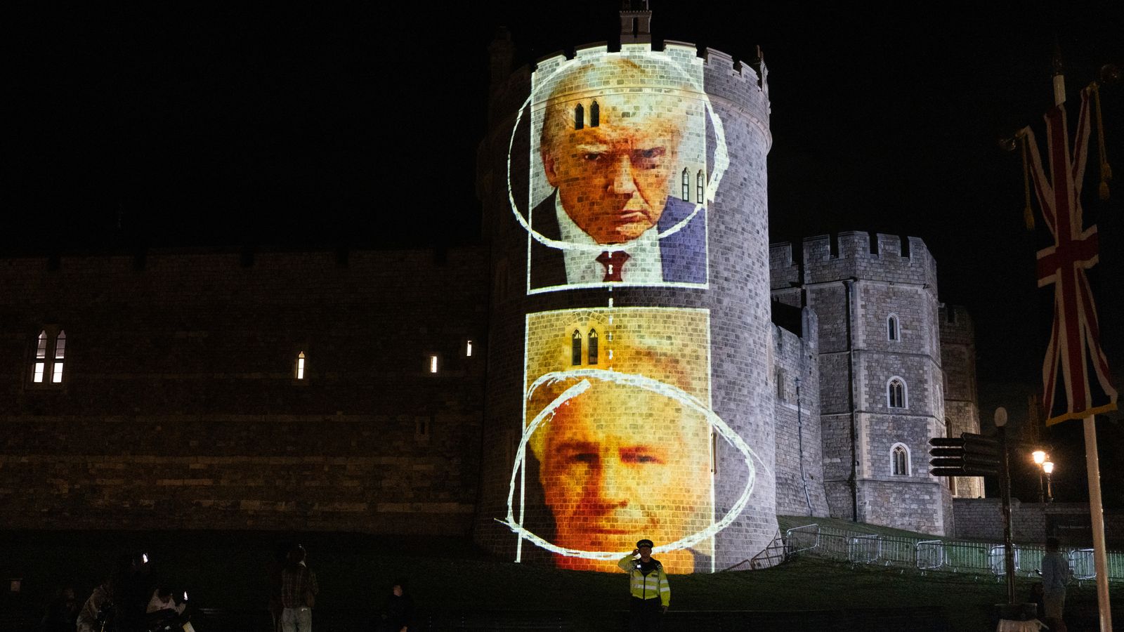Four men freed on bail over Trump-Epstein projection at Windsor Castle ...