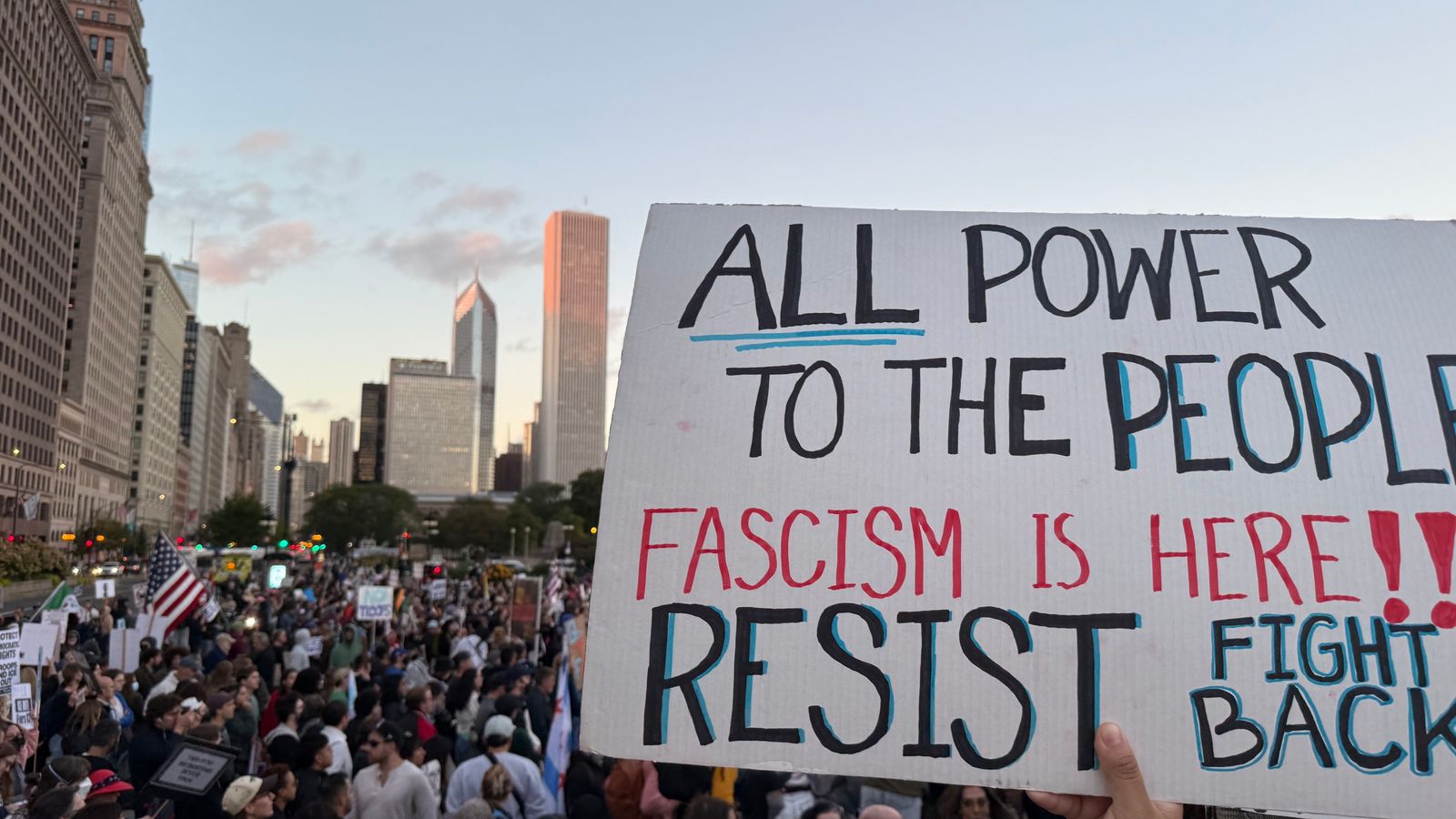 The pulse of a city on edge - hundreds protest Trump's plan to deploy ...