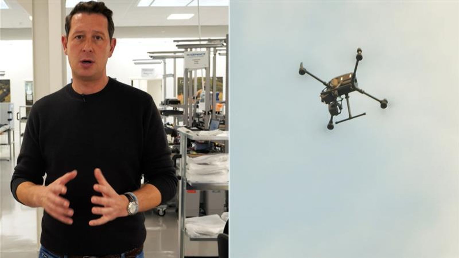 Sky News gains access inside a factory manufacturing counter-drone ...