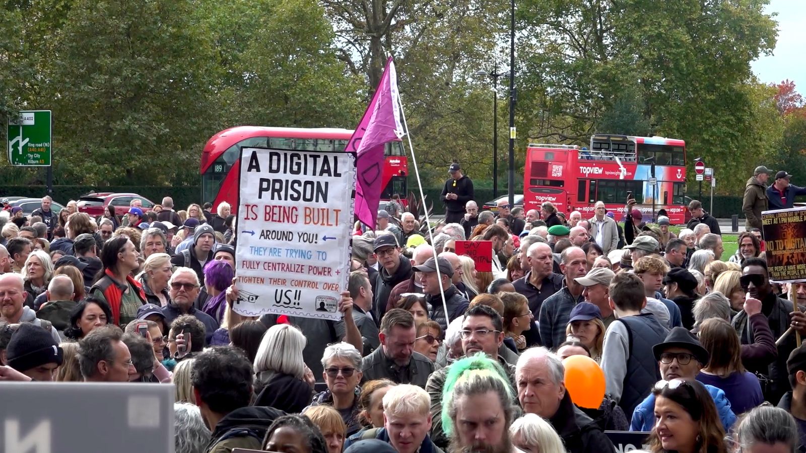 Thousands of protesters march through London streets against digital ID ...